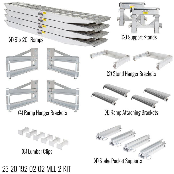 HD Ramps 8' L x 20" W 2 Bunk Load Leveler / 4 Ramp Master Kit for 20"